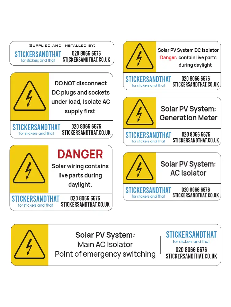 Solar PV Label Pack - StickersAndThat