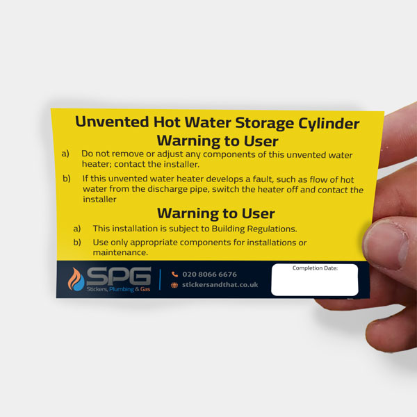 Unvented Cylinder Warning Labels - StickersAndThat